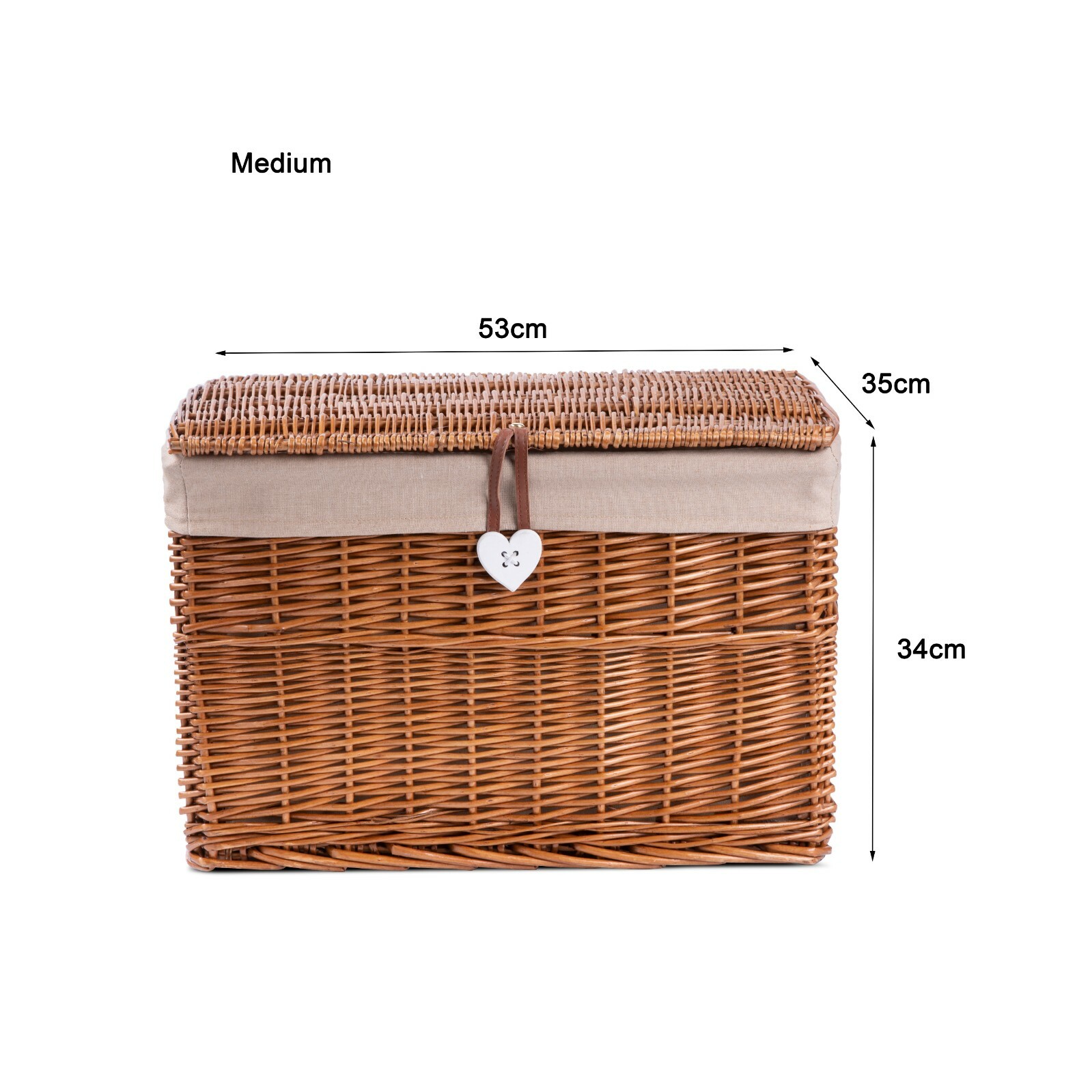 Wickerfield Grey Wicker Basket, Storage Chest Trunk Hamper with Cloth ...