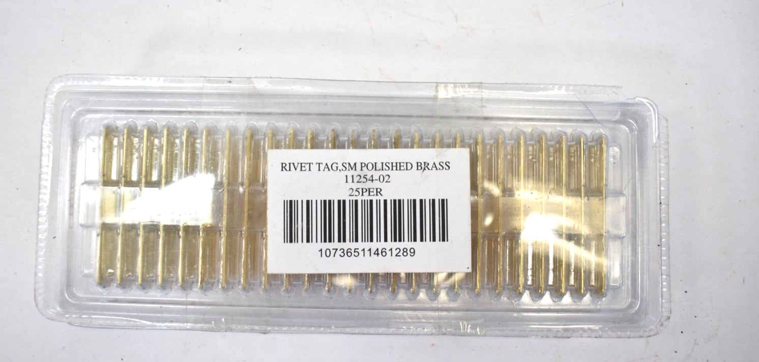 Lot of 25 Polished Brass Finish Small Rivet Tags 11254-02 One Sided ...