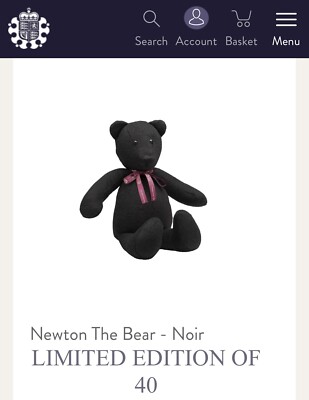 LIMITED EDITION OF 40! 2020 ROYAL MINT NEWTON THE BEAR BLACK NOIR ...