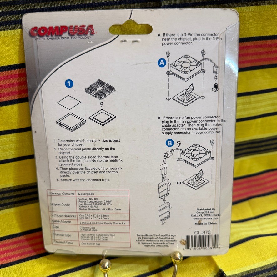 Vintage CompUSA Chipset Cooling Bundle New Sealed Heat Sink Fan Set | eBay