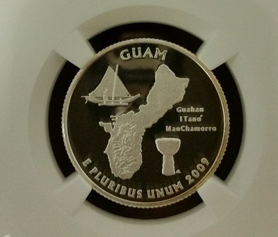 2009-S NGC Guam Silver Quarter PF 70 UCAM, RARE S.F. Label, U.S ...