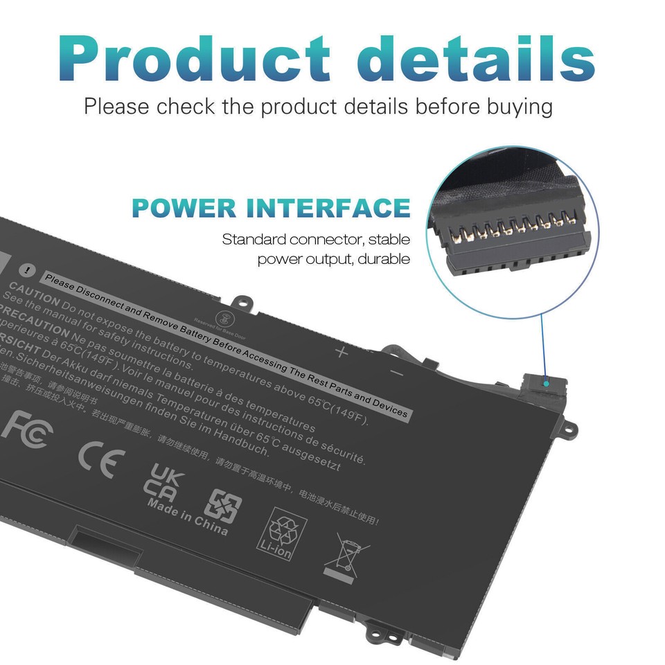 7.6V 60wh K5XWW 71TG4 Battery for Dell Latitude 13 7389 7390 5289 2-in ...