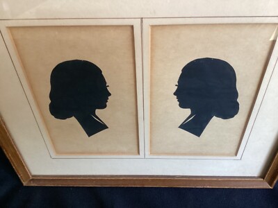 Vintage or Antique Double Silhouette Portrait of a Lady from Both Sides ...