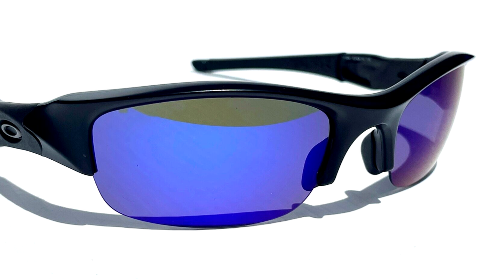 NEW Oakley FLAK JACKET Matte Black POLARIZED Galaxy Blue Lens Sunglass ...
