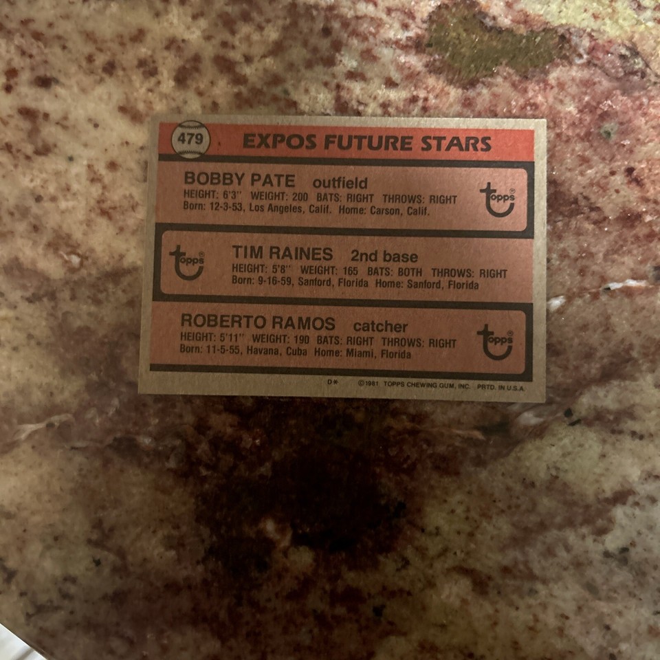 1981 Topps - Future Stars #479 Bobby Ramos, Bob Pate, Tim Raines (RC ...