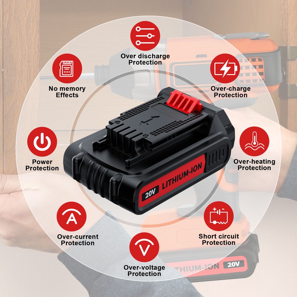 2x 1x 20V 1.5AH Lithium-Ion Battery for Black Decker 20 Volt LB20 LBX20 ...