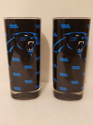 Carolina Panthers Set Of 2 Cups Plastic And Tall Drinking Glasses NFL ...