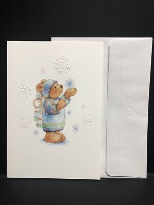 Mary Hamilton Christmas Greeting Card Teddy Bear Snowflakes NEW UNUSED ...