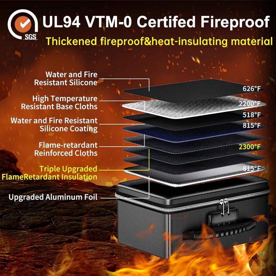Fireproof Money Box, Small Hard Case Fireproof Box with Fireproof ...