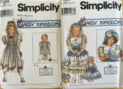 2 Daisy Kingdom Sew Ptns~DRESS++~Simplicity 7997+7999~Girls 5-6-7-8 ...
