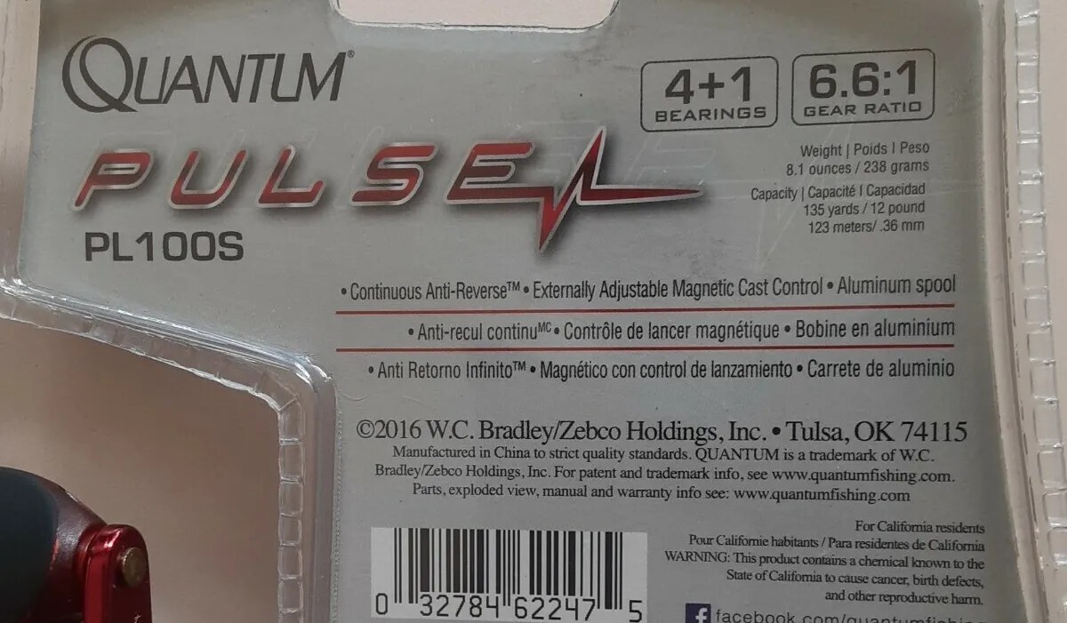 Quantum Pulse PL100S Low Profile Baitcasting Fishing Reel New 5 ...