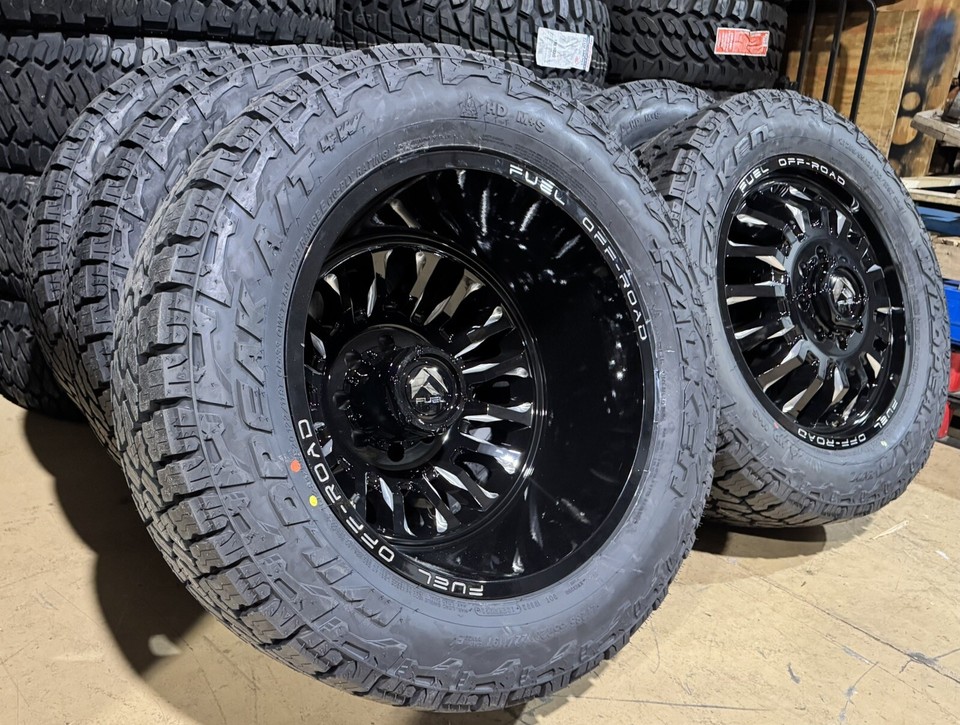 20" Fuel Arc Dually Wheels 28555R20 Falken AT Tires 8x200 19+ Dodge Ram ...