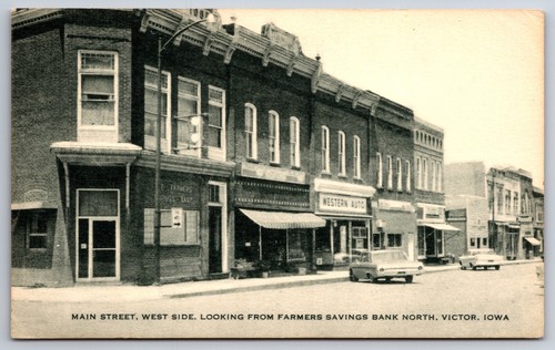 Victor Iowa~Main Street @ Farmers Savings Bank North~Western Auto~1970 ...