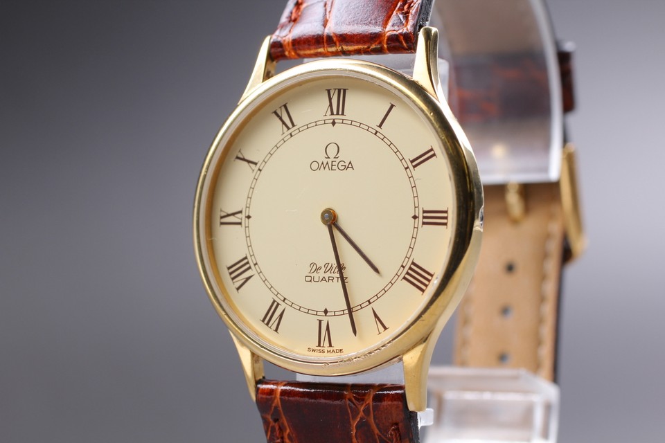 Vintage [ EXC +5] Omega De Ville Cal.1365 Oro Quadrante Romano Quarzo ...