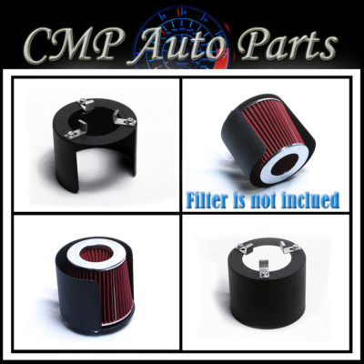 ALUMINUM BLACK WRINKLES CONE AIR FILTER HEAT SHIELD fit 2.75"-3.5 ...