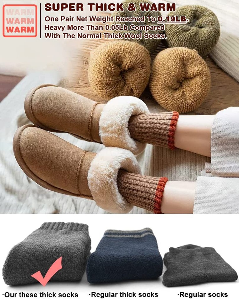 IIG 5 Pairs Womens Cute Fashion Knit Wool One Size, Super Thick 01 - 5 ...