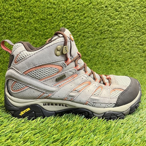Merrell Moab 2 Mid Womens Size 8 Tan Black Outdoor Waterproof Hiking ...