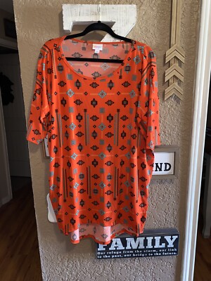 Women’s LuLaRoe Slinky Irma Top Orange Teal Aztec Size Large EUC | eBay