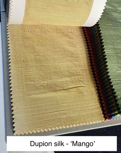 GOLD REAL SILK FABRIC SAMPLE. MTM WINDOW CURTAINS. PENCIL PINCH PLEAT ...
