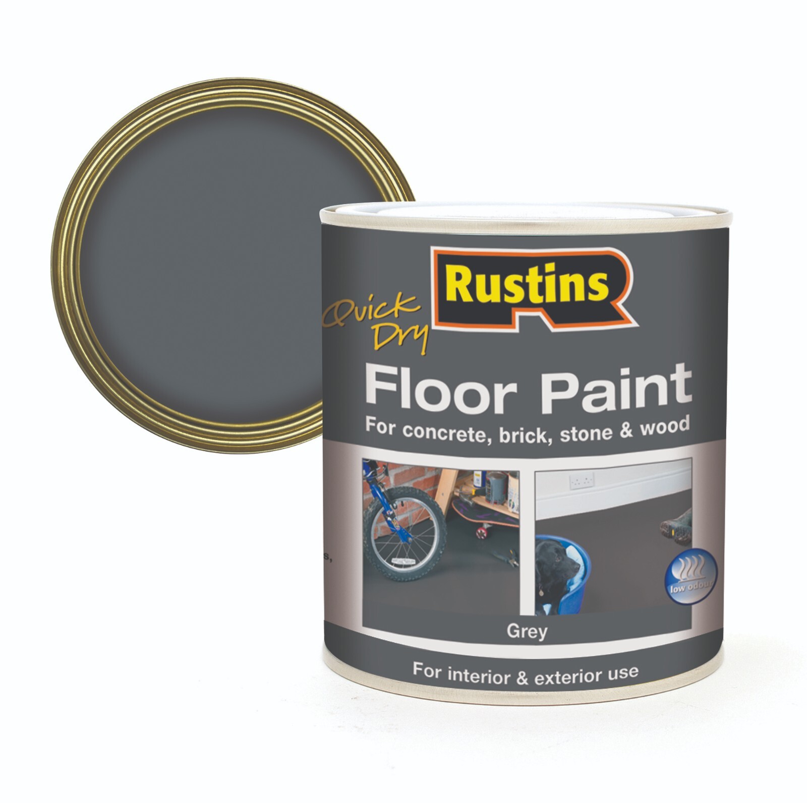Rustins Quick Dry Floor Paint 1 Litre - Available in Grey, Black or Red ...