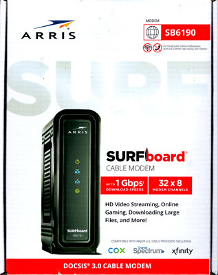 ARRIS MOTOROLA SURFBOARD SB6190 CABLE MODEM DOCSIS 3.0 GIGABIT LAN ...