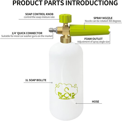 ESP Foam Cannon Snow Lance Pressure Power Jet Washer Quick Release ...