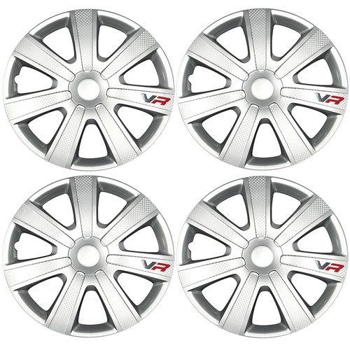 4 x 16" Alloy Look Grey VR Carbon Effect MultiSpoke Wheel Trims Hub ...