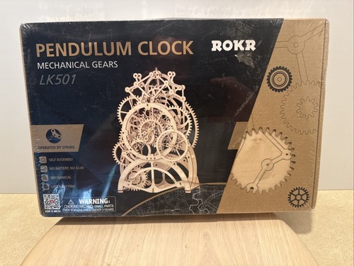 ROKR Pendulum Clock Mechanical Gears 3D Wooden Puzzle 166 Pc New Sealed ...