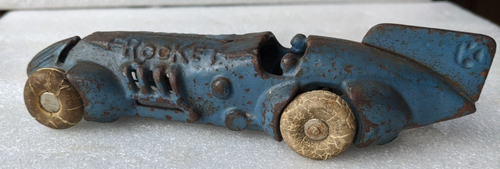 Antique Kilgore Cast Iron Blue Rocket Boat Tail Racer Race Car Bluebird ...