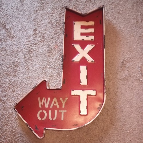 Exit Way Out Arrow Theater Sign 32" Metal 3D Red Man Cave Large ...