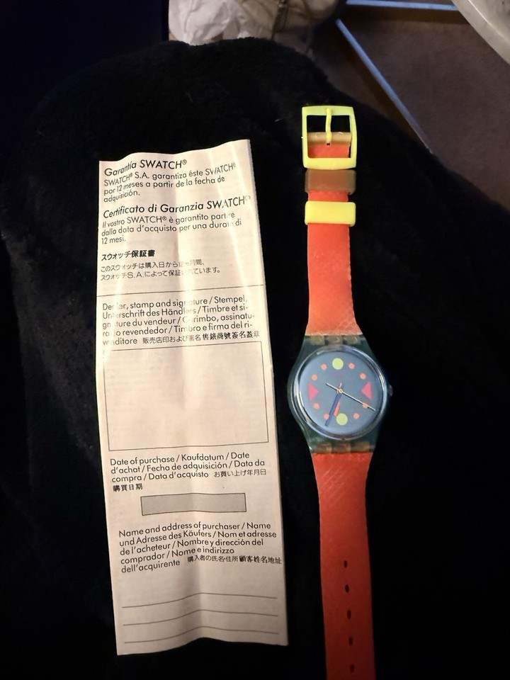 Vintage 1991 Swatch Swiss quartz watch Geometric Pop Art Dial W/Orig ...