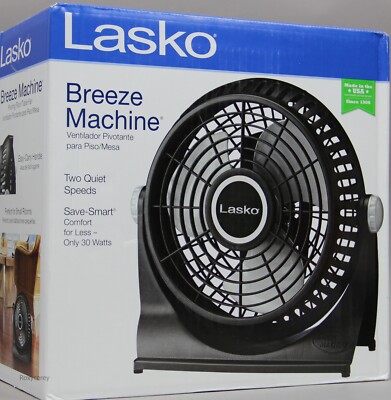 Lasko Breeze Machine 10" Compact Floor/Table Black Fan 2 Quiet Speed ...