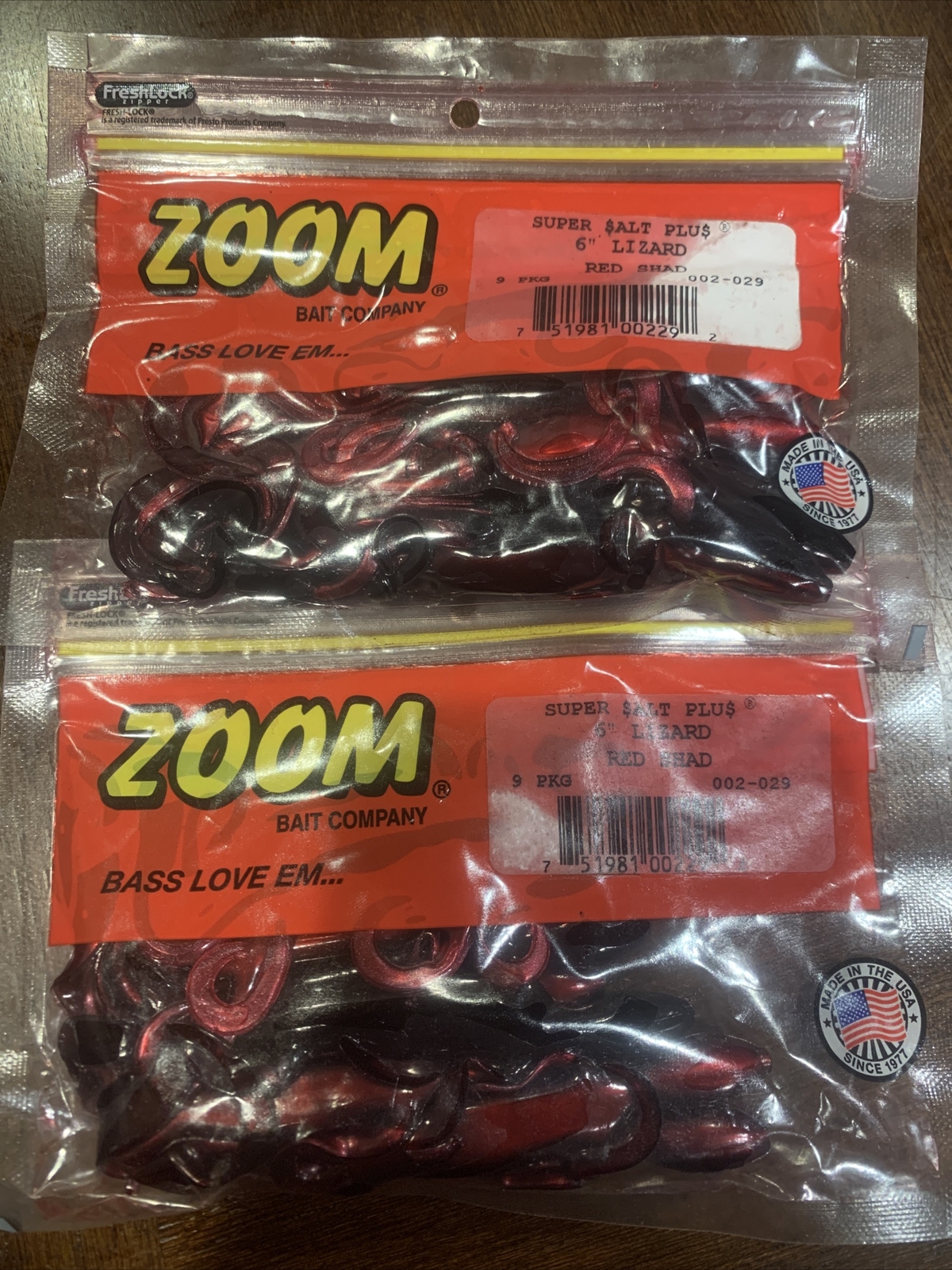 2 Packs ZOOM Lizard 6” Red Shad | eBay
