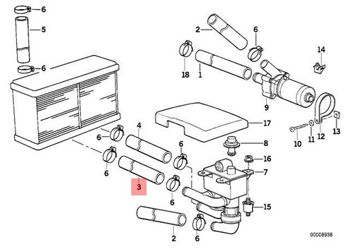 Genuine BMW HOSE For Heater Control Valve And Left Radiator OEM ...