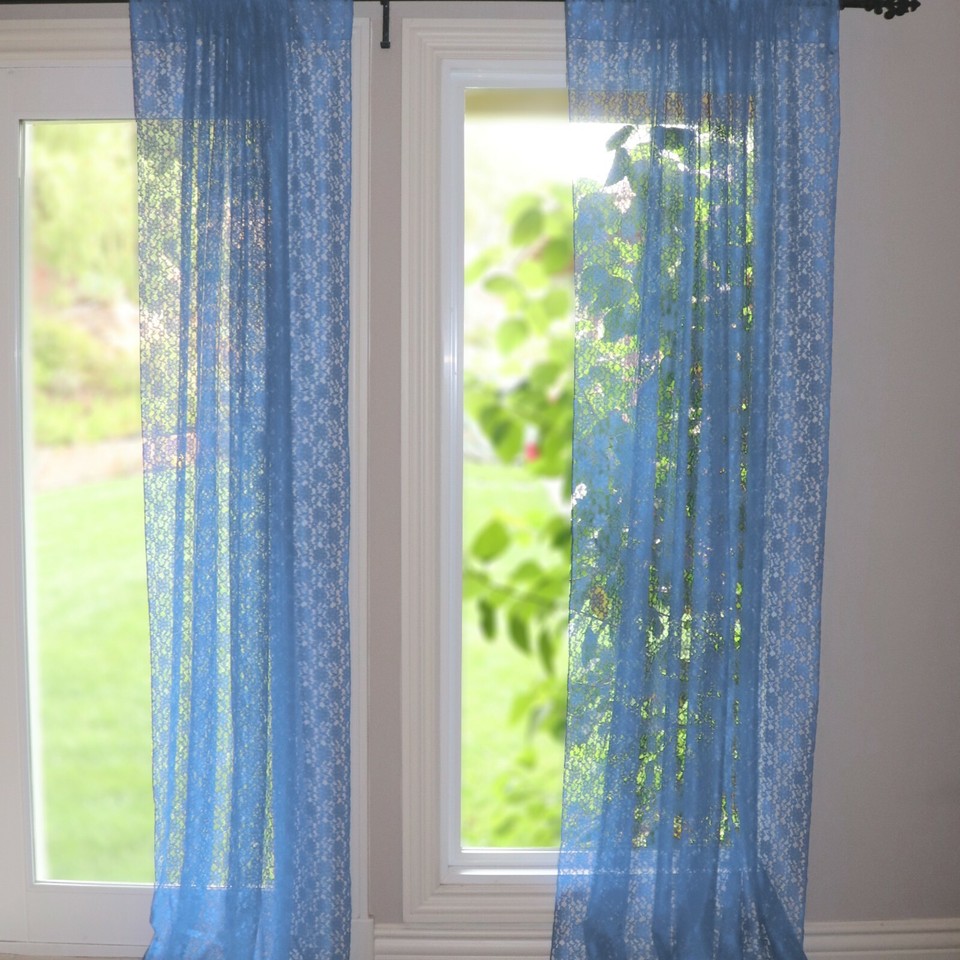 Floral Sheer Lace Window Curtain Panel Decorative Drapes for Home ...