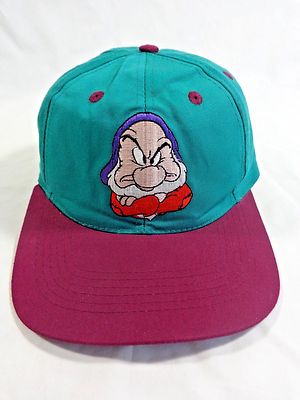 Grumpy Dwarf Baseball Cap Green Maroon Disney Snow White Embroidered ...