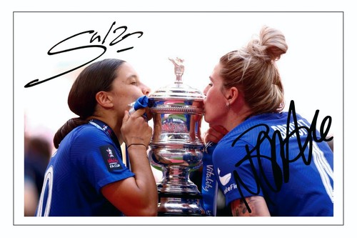 SAM KERR & MILLIE BRIGHT Signed Autograph 6x4 PHOTO Gift Print CHELSEA ...