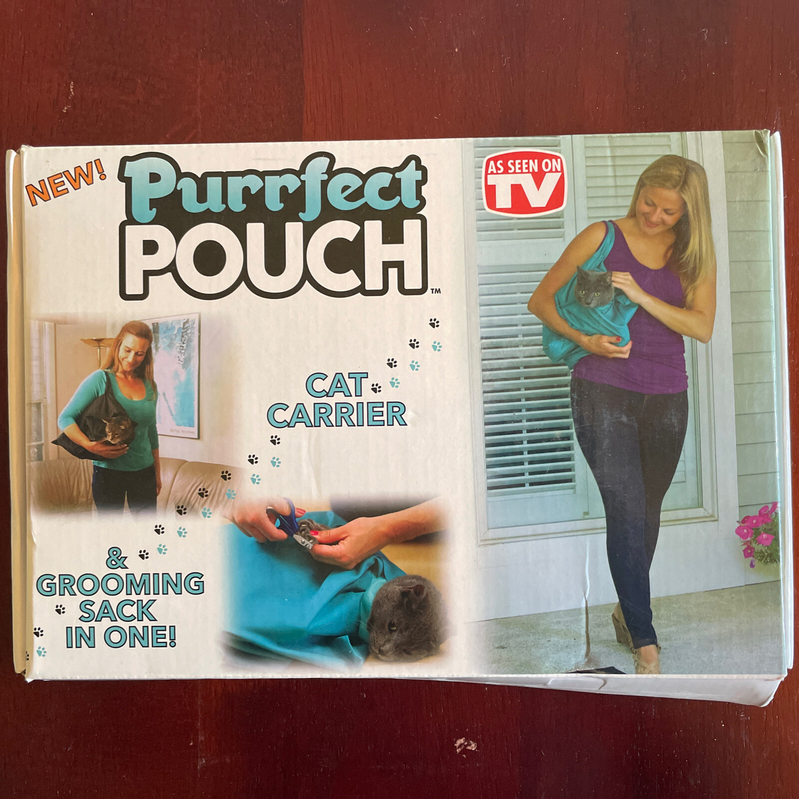 The Purrfect Pouch Cat Carrier & Grooming Sack in One Turquoise Blue 2 ...