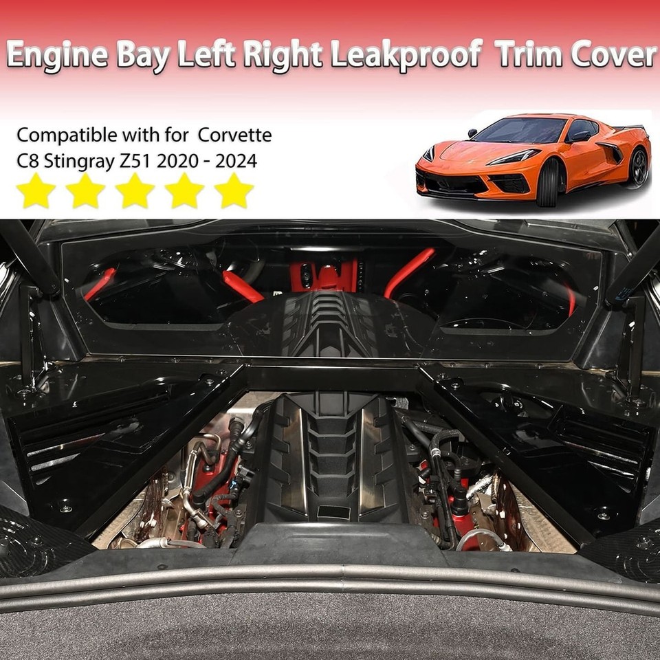Gloss Black Engine Bay Panel Cover For Corvette C8 Stingray Z06 Coupe ...