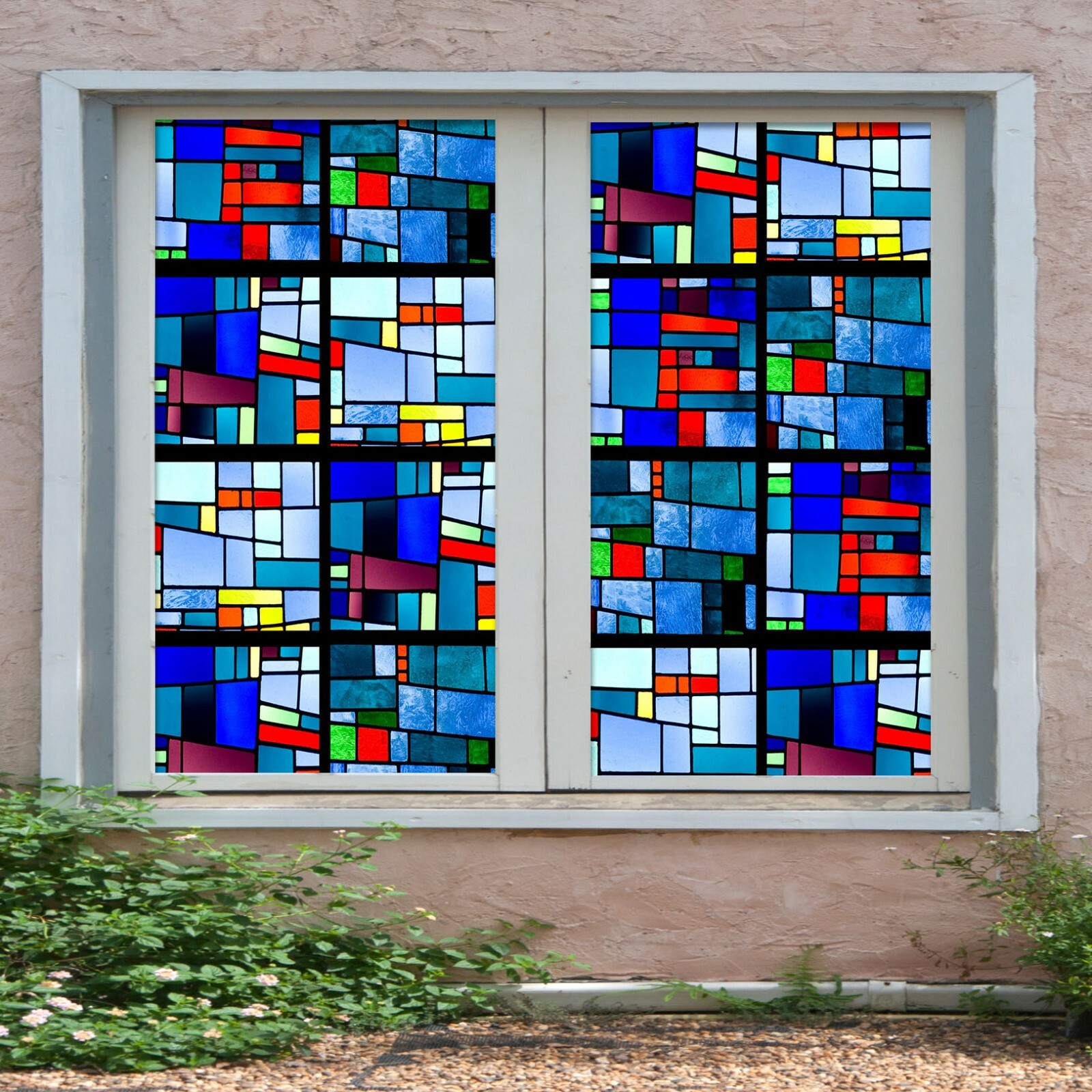 3D Striped Block A11 Window Film Print Sticker Cling Stained Glass UV ...