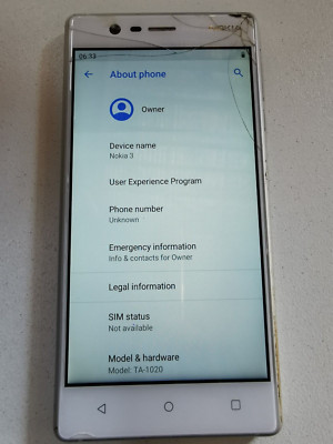 Nokia 3 - TA-1020 - White - 16GB - Good Working Condition | eBay Australia