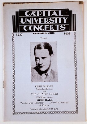 1938 Keith Falkner Chapel Choir Music Program Capital University ...
