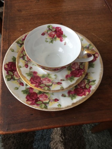 Vintage Shafford Hand Painted Roses Teacup/Sauce/Dessert Plate, Japan ...