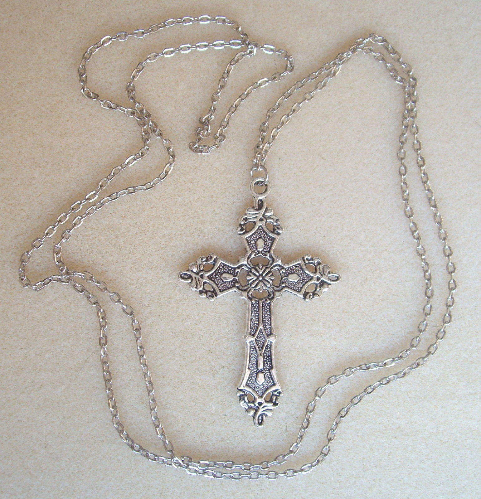 Large Gothic Cross 32" Long Chain Necklace in Gift Bag | eBay UK