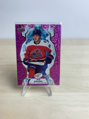 2021-22 UD Ice Lavender Parallel Jack Roslovic #72 Columbus Bluejackets ...