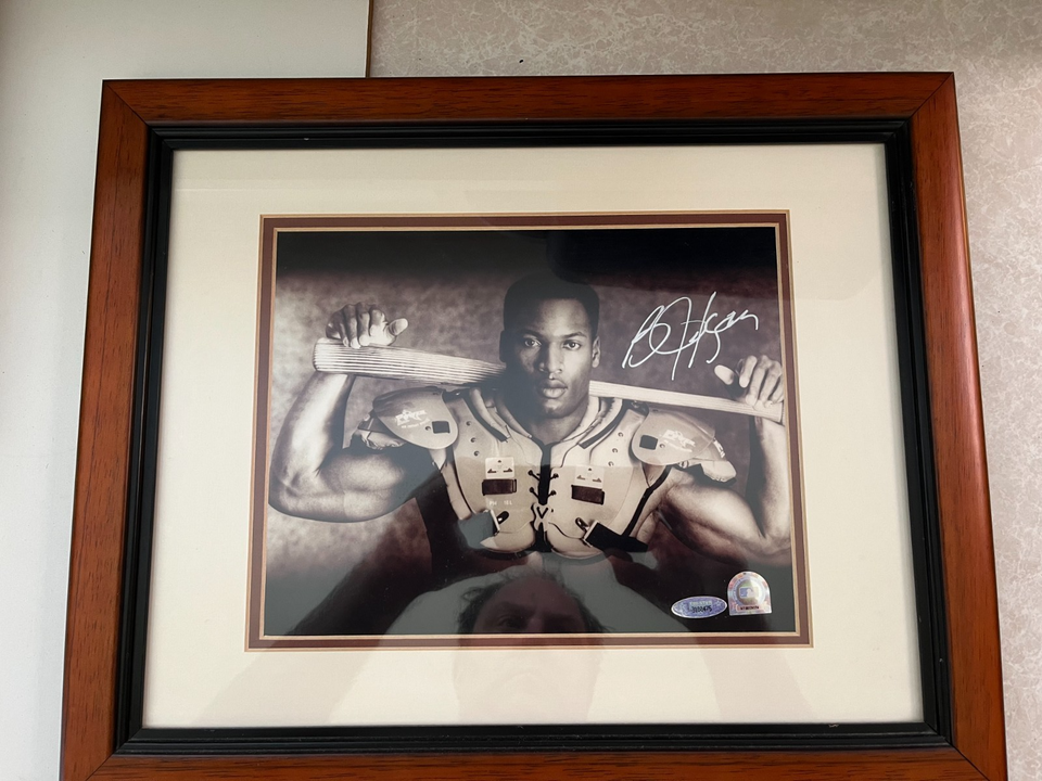 Bo Jackson in Football Pads w/ Bat Picture Framed AUTOGRAPHED ...