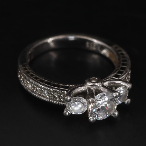 Sterling Silver NEVADA SILVER MINE White CZ Engagement Wedding Ring ...