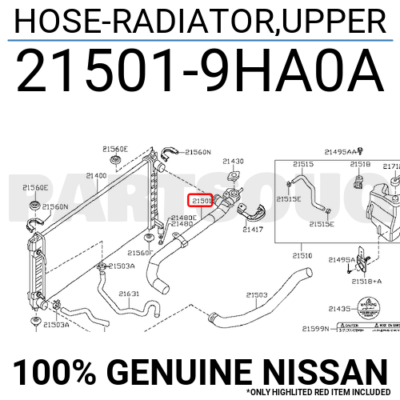 215019HA0A Genuine Nissan HOSE-RADIATOR,UPPER 21501-9HA0A | eBay