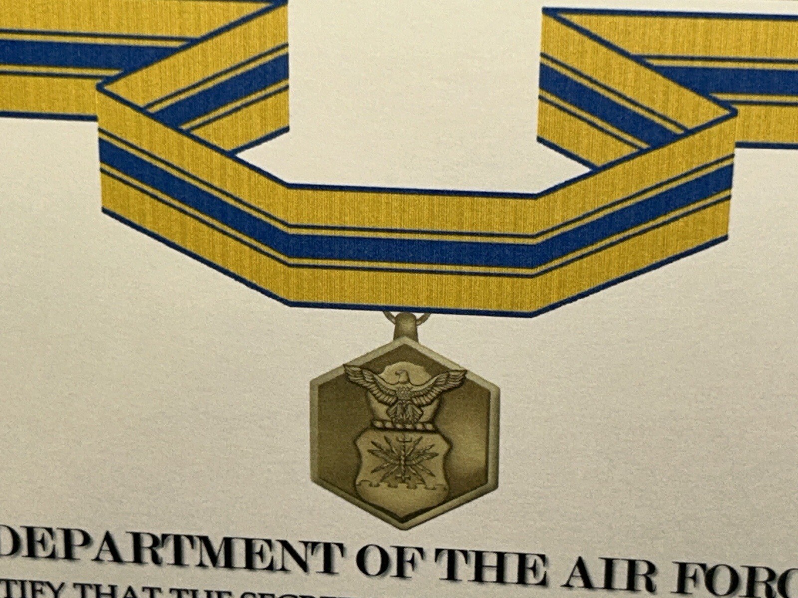 AIR FORCE COMMENDATION MEDAL COMMEMORATIVE CERTIFICATE ~ TYPE-2 w ...
