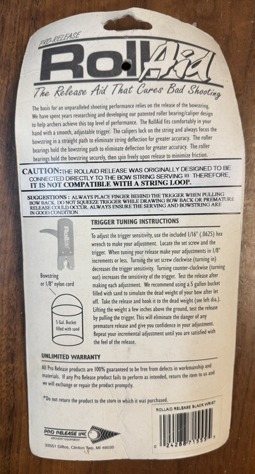 Roll Aid Roller Bearing / Caliper Archery Wrist Strap Release | eBay